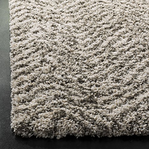 Safavieh Hudson Shag Collection 10' x 14' Ivory/Grey SGH375A Chevron Non-Shedding 2-inch Thick Living Room Dining Bedroom Area Rug