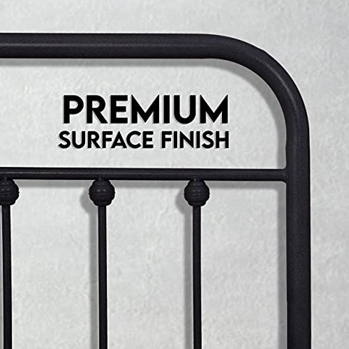 AMBEE21 Vintage Queen Metal Bed Frame with Headboard and Footboard Platform / Wrought Iron / Heavy Duty/ Solid Metal Slat / Textured Black / No Box Spring Needed/ Industrial & Farmhouse