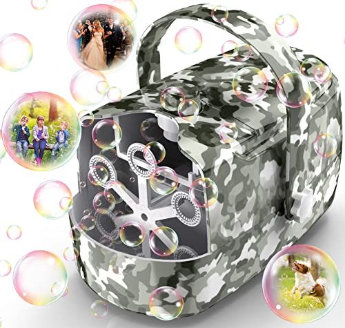 Bubble Machine Durable Automatic Bubble Blower, 18000+ Big Bubbles Per Minute Bubbles for Kids Bubble Maker Operated by Plugin or Batteries Bubble Toys for Indoor Outdoor Birthday Party