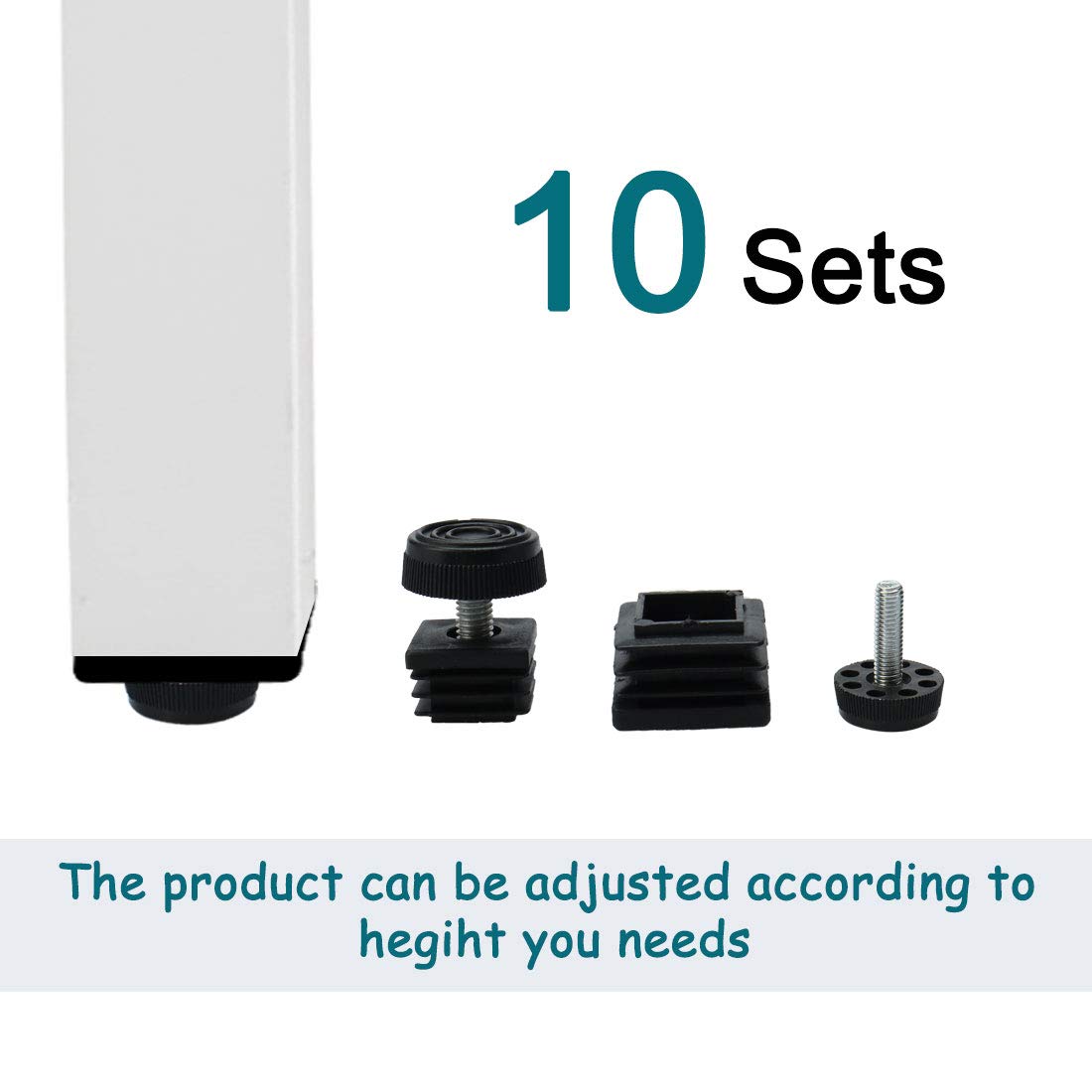 uxcell 10 Sets 30mm Base Dia Adjustable Leveling Foot 25mmx25mm Square Insert Kit