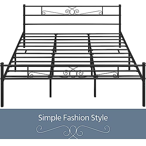 Yaheetech California King Bed Frames Metal Platform Bed with Headboard and Footboard for Bedrooms No Box Spring Needed Easy Assembly,Ground Clearance: 12.6"/Black/California King Bed