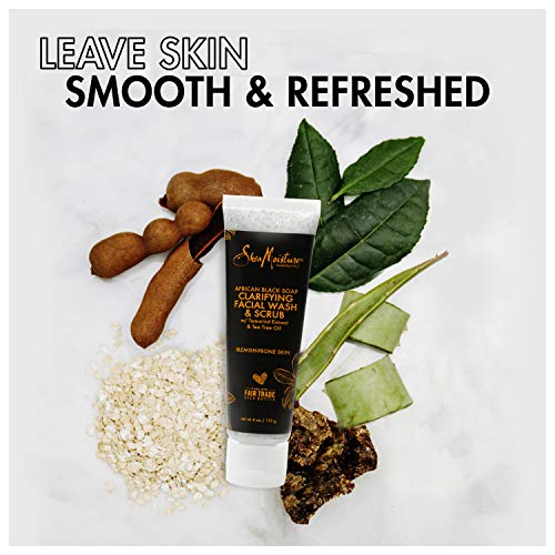 Sheamoisture Facial Wash and Scrub for Blemish Prone Skin African Black Soap to Clarify Skin 4 oz