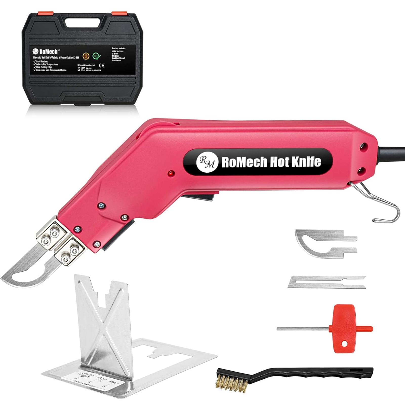 ROMECH Foam Cutter Pro Electric Hot Knife, 100W Styrofoam Cutting Tool Kit- with Heavy-duty Case Blades & Accessories RM-008 (100W)