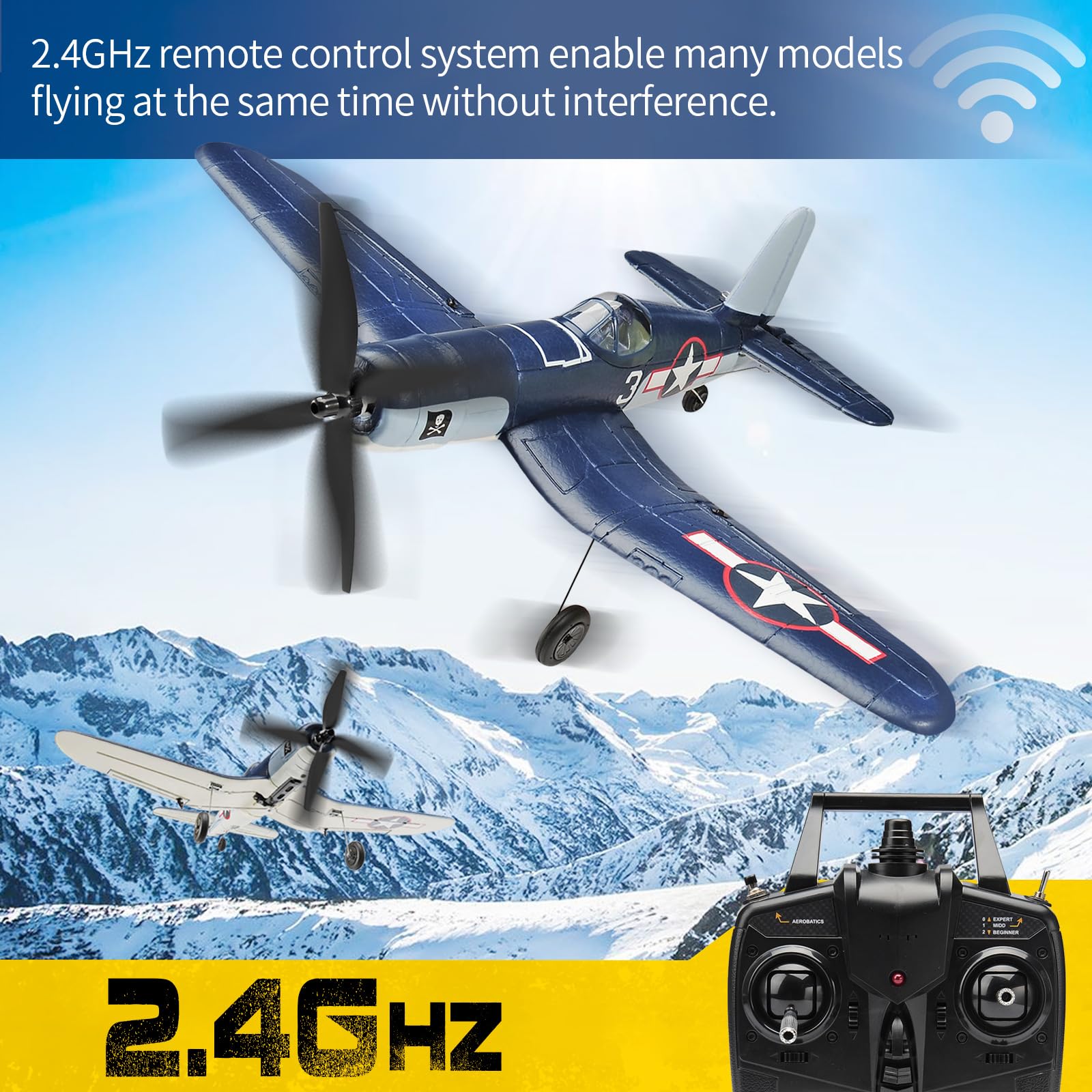 RoofWorld 2023 New Upgrade F4U Corsair RC Plane 4 Channel RTF Remote Controlled Aircraft RC Airplane for Beginners Adult with Xpilot Stabilization System & One Key Aerobatic