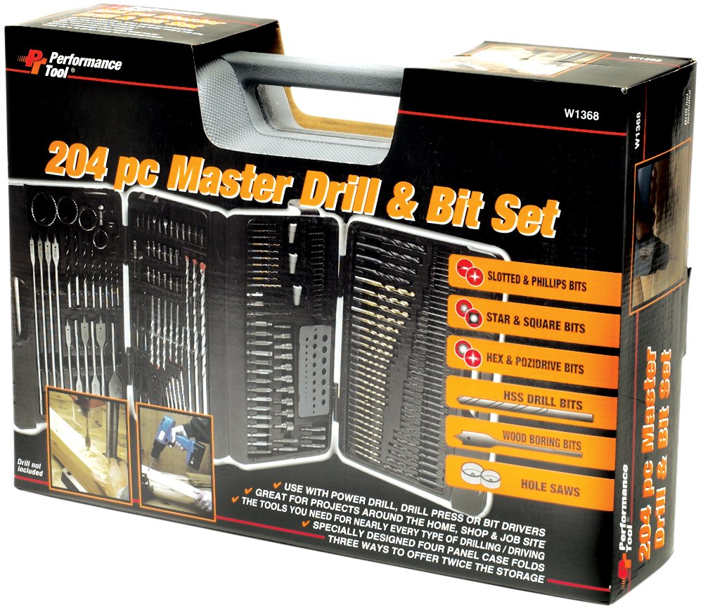 Performance Tool W1368 204-Piece Master Drill Bit Set