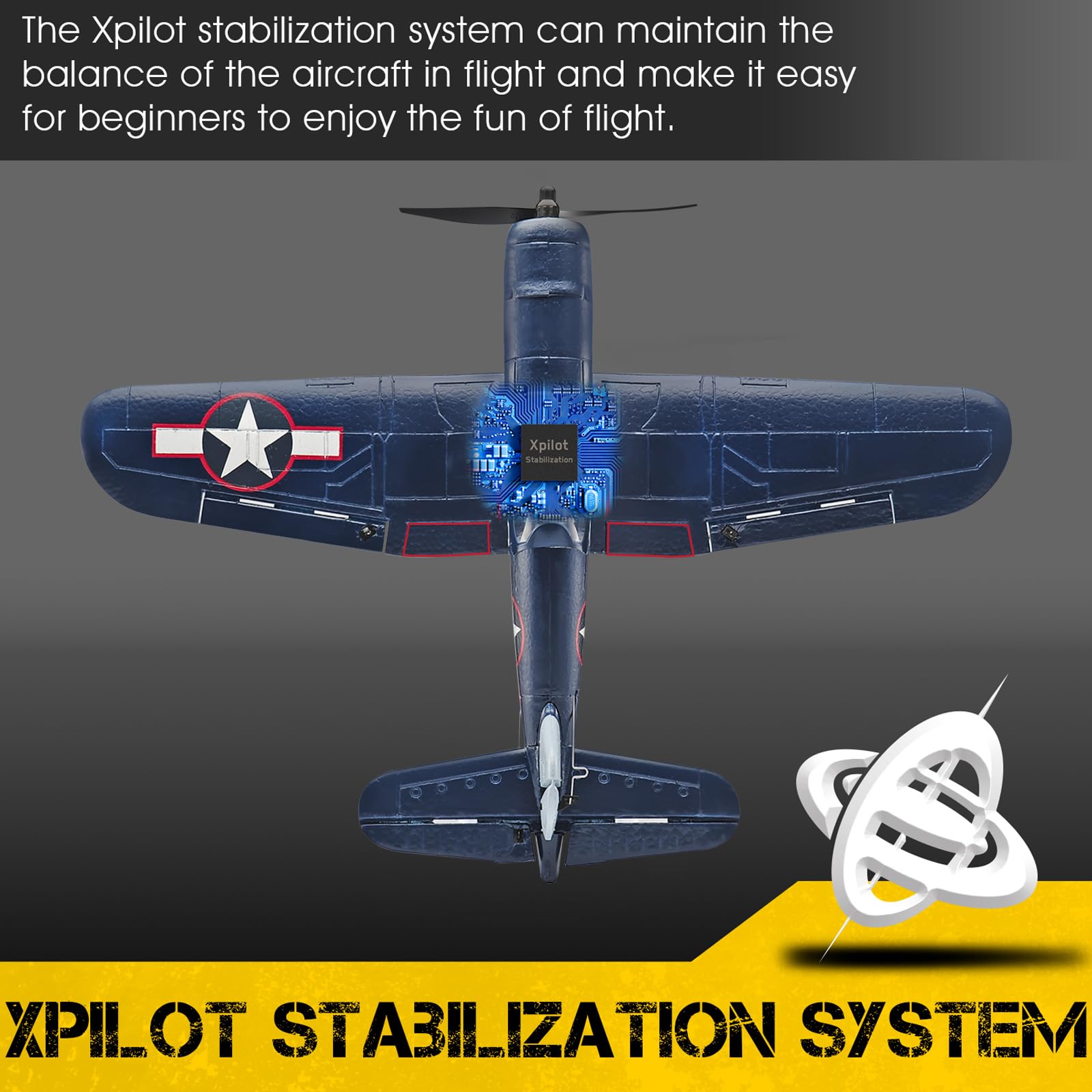 RoofWorld 2023 New Upgrade F4U Corsair RC Plane 4 Channel RTF Remote Controlled Aircraft RC Airplane for Beginners Adult with Xpilot Stabilization System & One Key Aerobatic