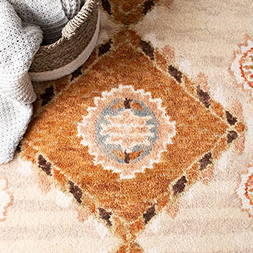 Safavieh Aspen Collection 2'3" x 8' Brown/Blue APN126T Handmade Moroccan Boho Tribal Wool Entryway Foyer Living Room Bedroom Kitchen Runner Rug