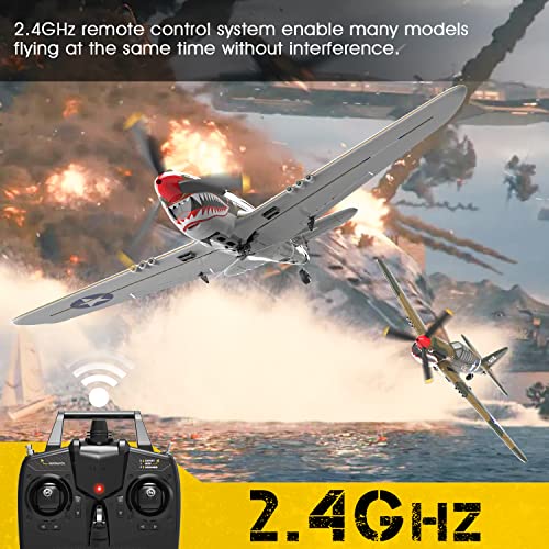 VOLANTEXRC RC Plane 4 Channel P40 Warhawk Remote Control Airplane Fighter RTF with 6-Axis Gyro, 3 Modes Easy to Fly, 2.4GHz Radio Controlled Aircraft for Beginners, Boys & Adults