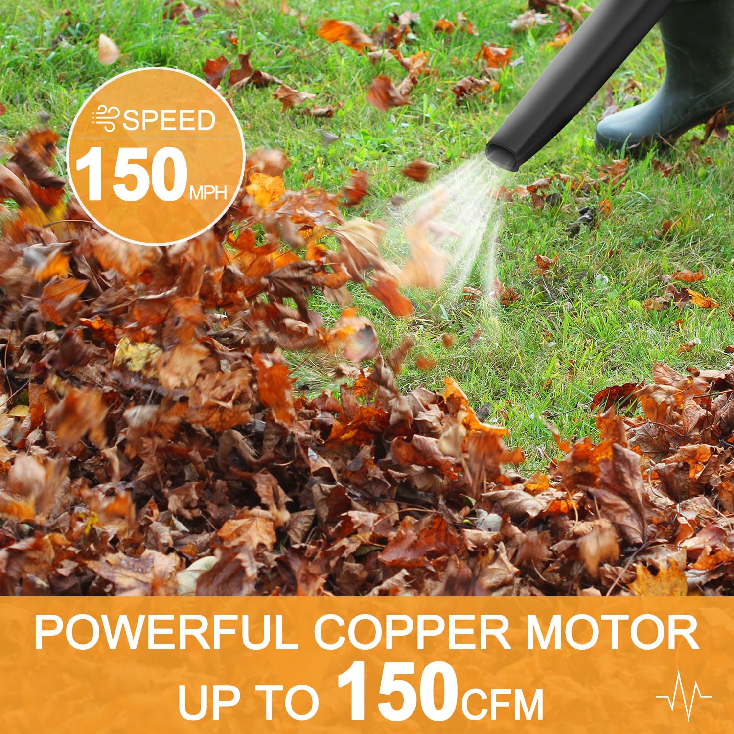 SCHTUMPA 150MPH Cordless Leaf Blower, 3.4LBS Mini Leaf Blower, Electric Leaf Blower with 2 X 3.0Ah Battery & Charger for Cleaning Lawn, Yard, Garage, Patio & Sidewalk
