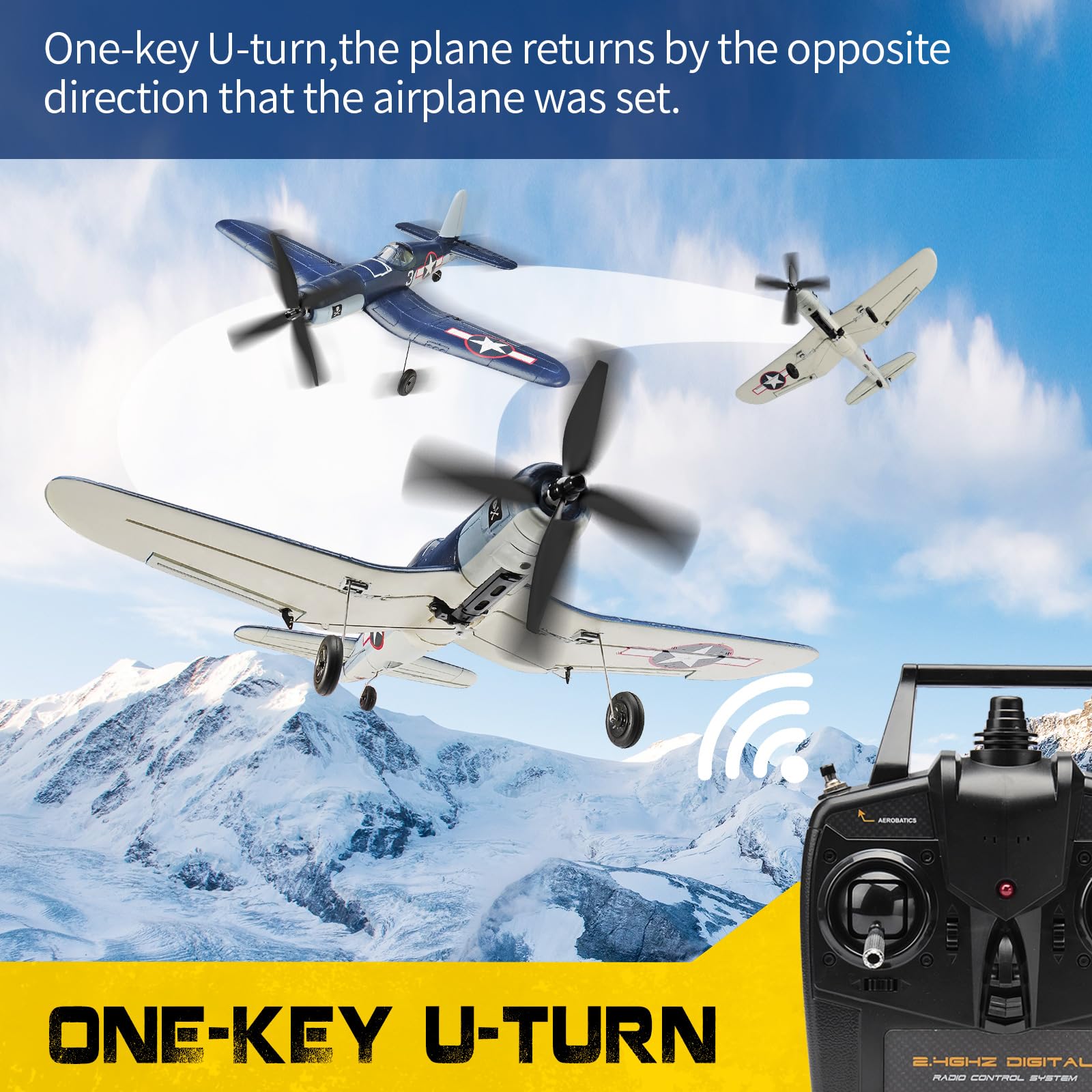 RoofWorld 2023 New Upgrade F4U Corsair RC Plane 4 Channel RTF Remote Controlled Aircraft RC Airplane for Beginners Adult with Xpilot Stabilization System & One Key Aerobatic