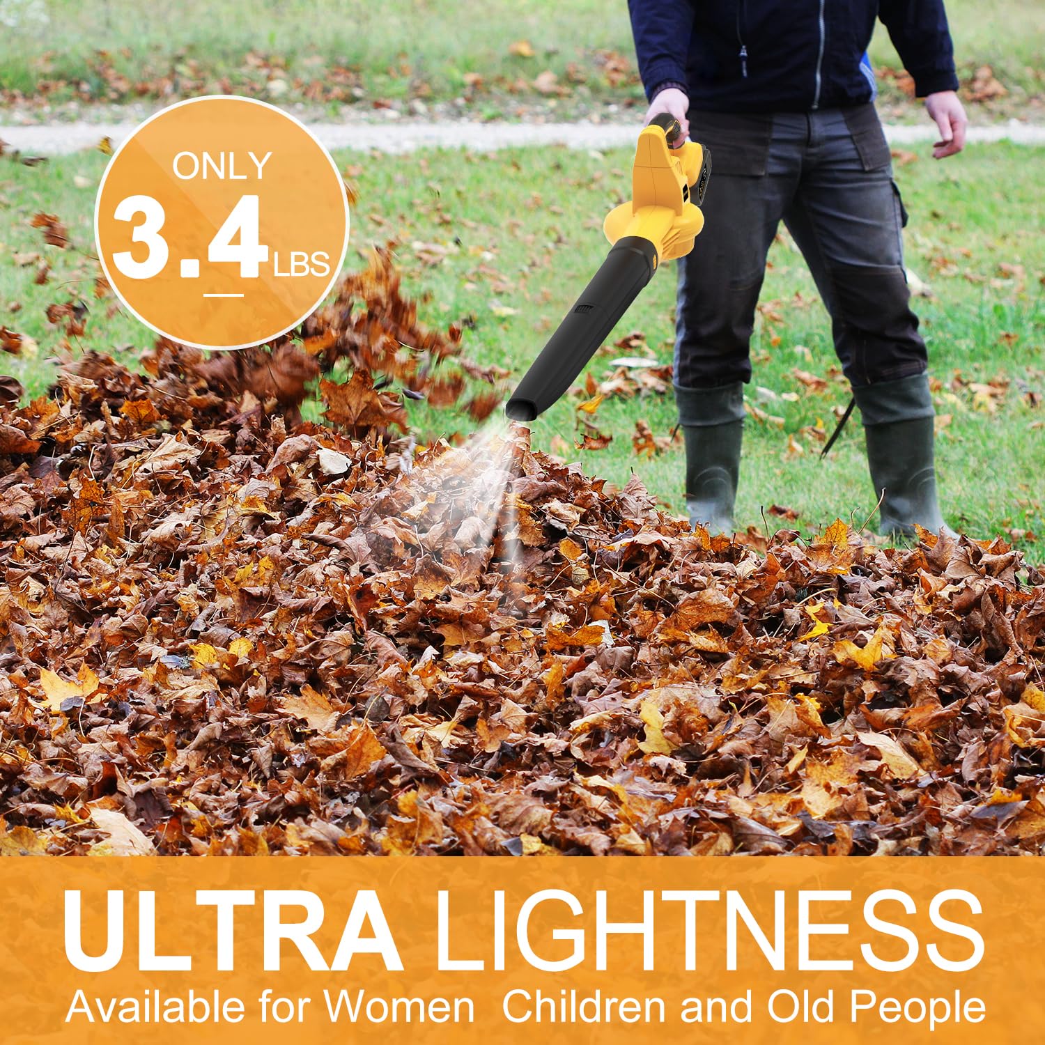 SCHTUMPA 150MPH Cordless Leaf Blower, 3.4LBS Mini Leaf Blower, Electric Leaf Blower with 2 X 3.0Ah Battery & Charger for Cleaning Lawn, Yard, Garage, Patio & Sidewalk