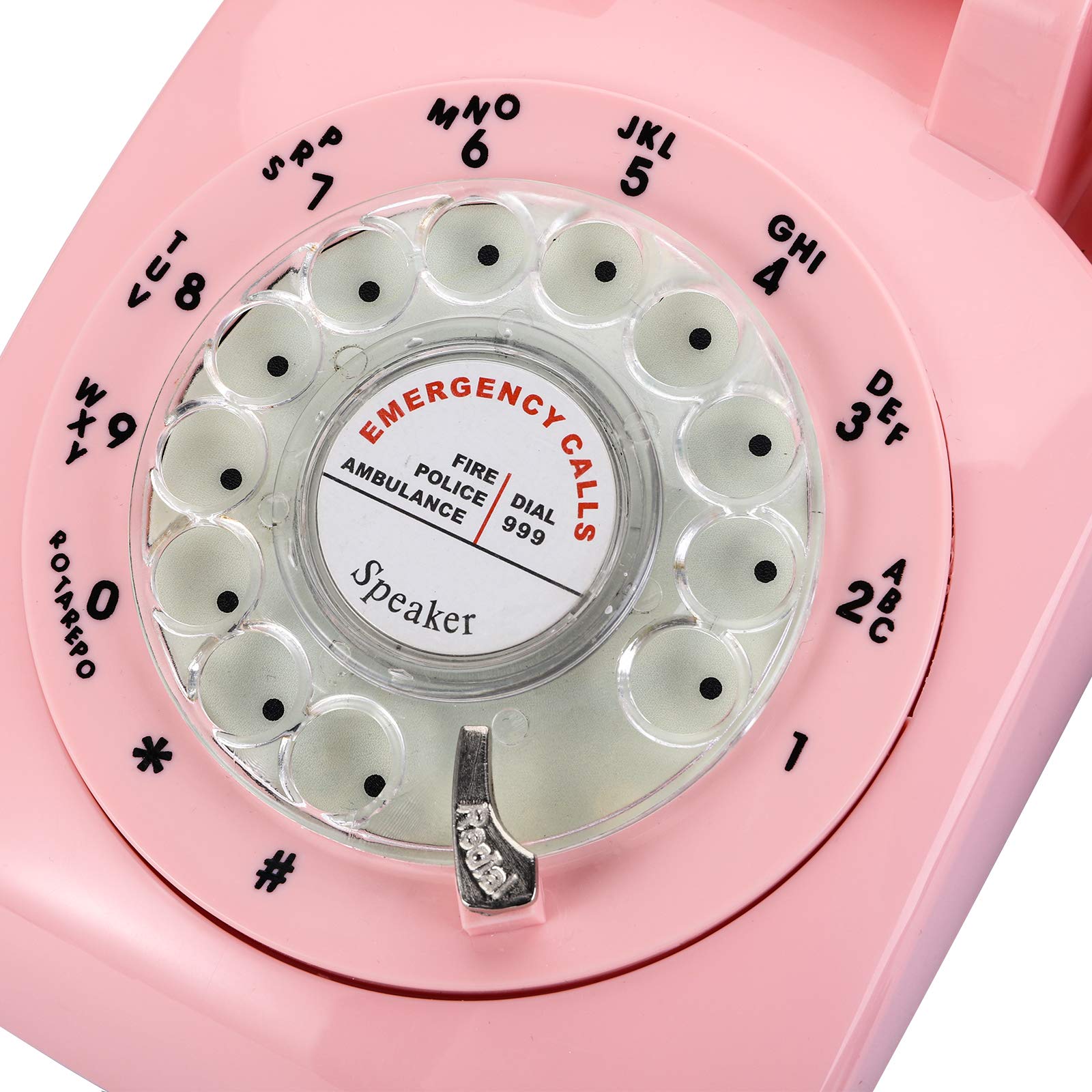 Yopay Pink Retro Old Fashioned Rotary Dial Telephone, Vintage Mechanical Ringer Phone Landline Desk Phone for Home, Office, Bar, Hotel