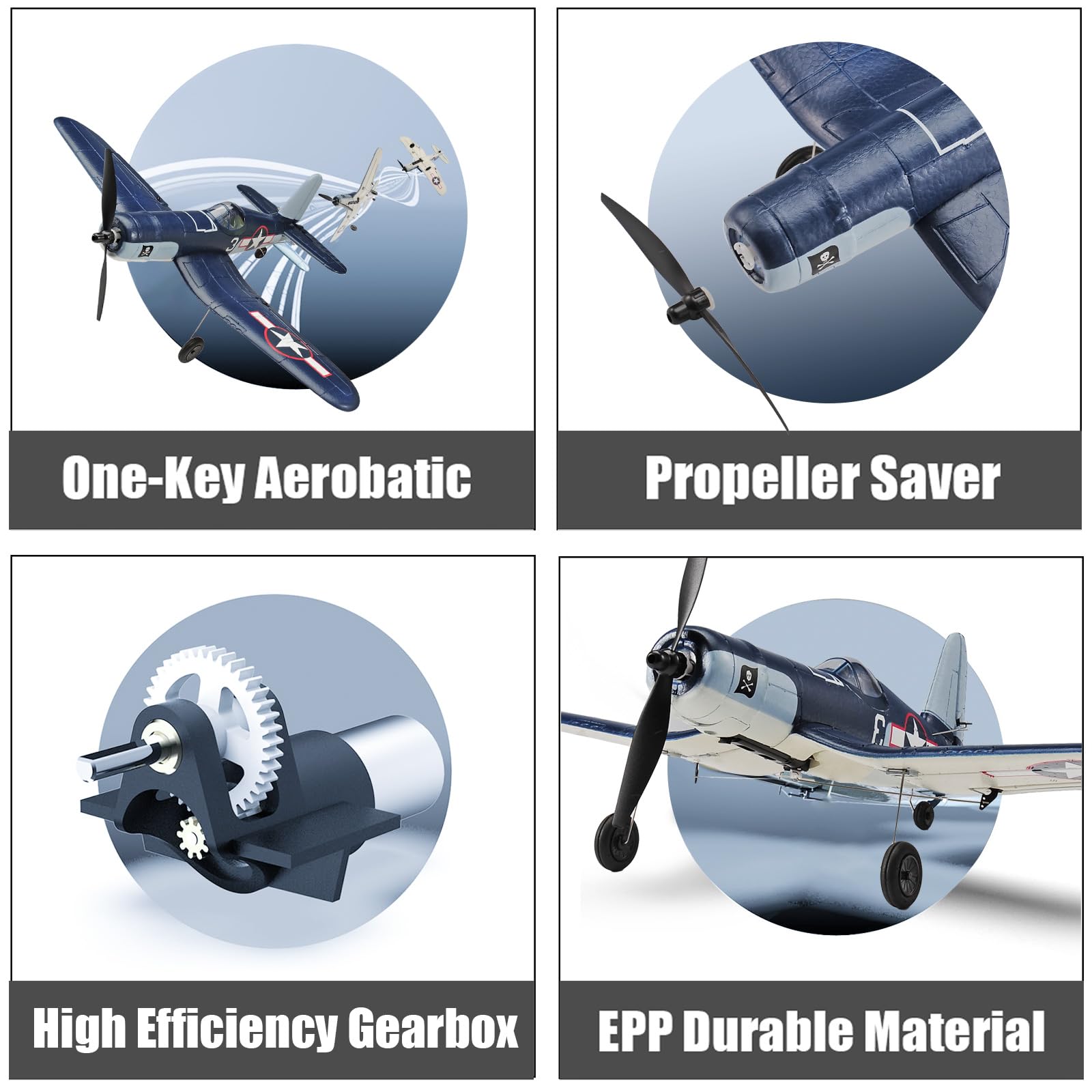 RoofWorld 2023 New Upgrade F4U Corsair RC Plane 4 Channel RTF Remote Controlled Aircraft RC Airplane for Beginners Adult with Xpilot Stabilization System & One Key Aerobatic
