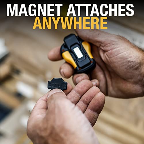 DEWALT Wearable Bluetooth Portable Speaker β Magnetic Clip-On Wireless Bluetooth Speaker β Jobsite Pro Water-Resistant Portable Speaker β Built-in Mic for Hands-Free Music and Calls