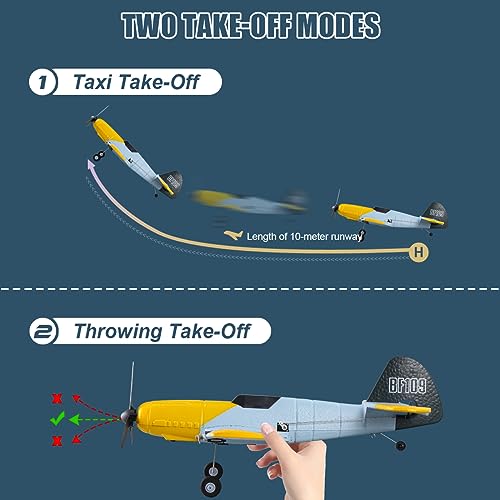 Mostop RC Plane 3 Channel Remote Control Airplane Fighter, BF-109 RC Plane Ready to Fly, Stunt Flying Upside Down Easy to Fly for Beginners,Two Rechargeable Power RC Glider Aircraft Plane…