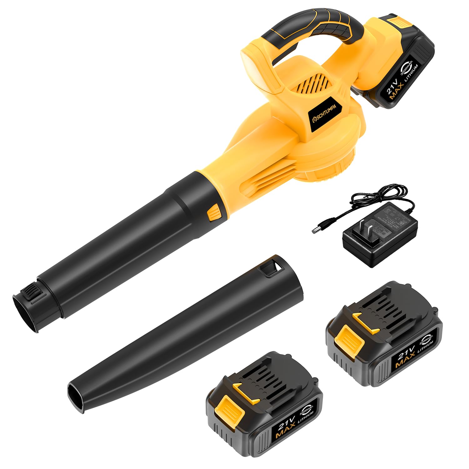 SCHTUMPA 150MPH Cordless Leaf Blower, 3.4LBS Mini Leaf Blower, Electric Leaf Blower with 2 X 3.0Ah Battery & Charger for Cleaning Lawn, Yard, Garage, Patio & Sidewalk