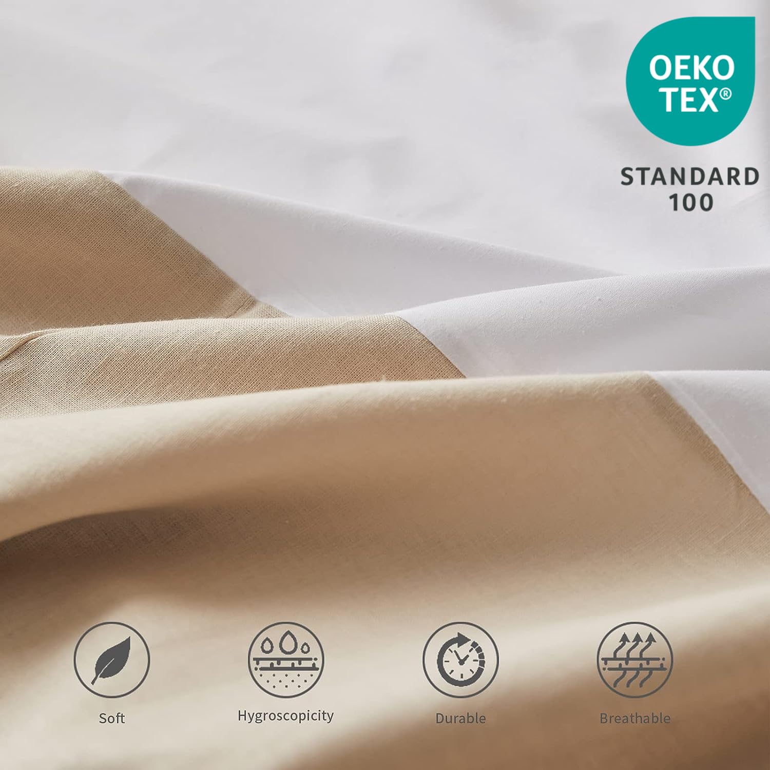 BISELINA French Linen Bed Skirt Split Corner with Button 14-Inch Tailored Drop Natural Flax Cotton Blend Basic Dust Ruffle Soft Cozy (14" King,Button Linen)