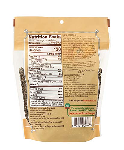 Bob's Red Mill Resealable Organic Chia Seeds 12 Ounce (Pack of 2)