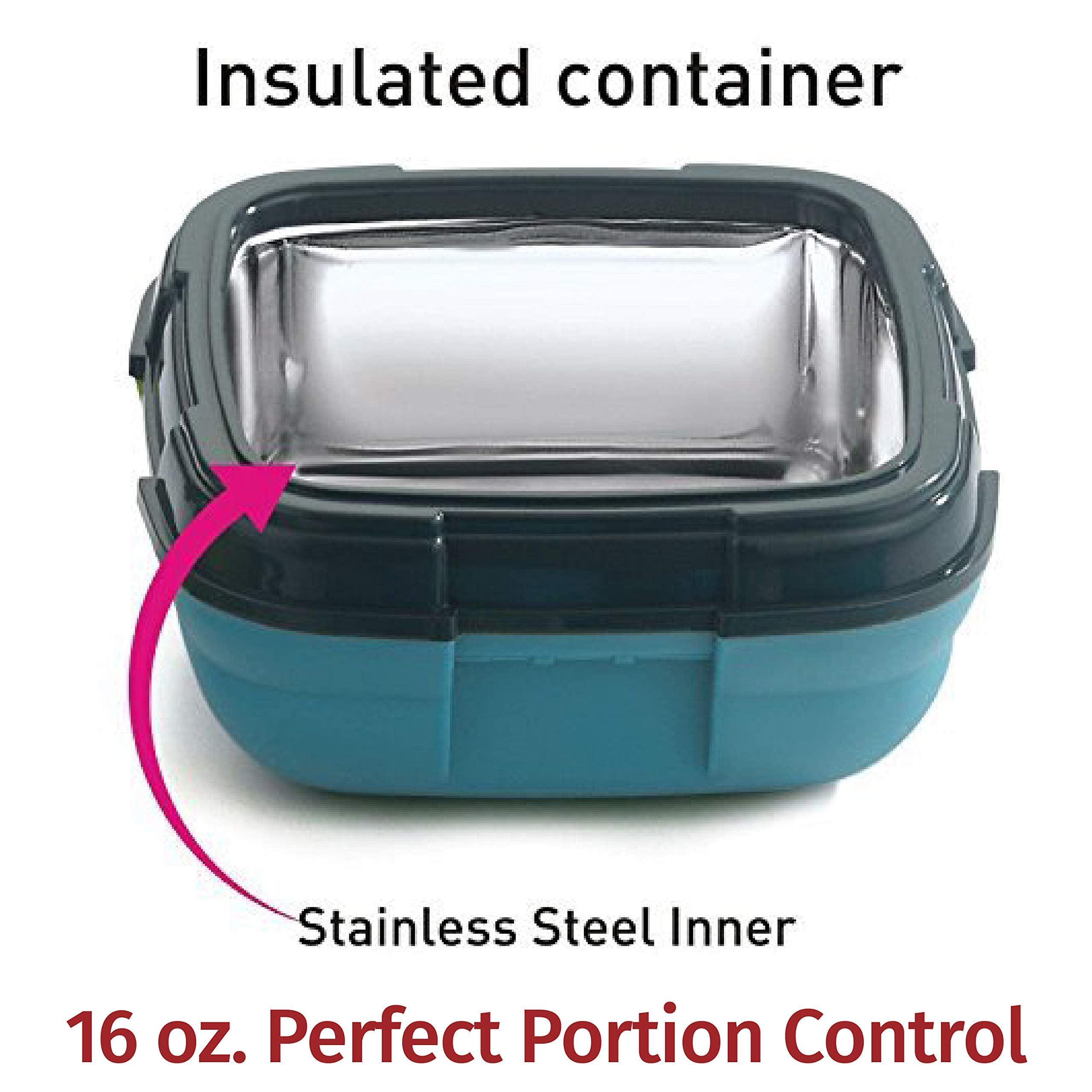 Lunch Box ~ Pinnacle Insulated Leak Proof Lunch Box for Adults and Kids - Thermal Lunch Container With NEW Heat Release Valve 16 oz ~Set of 2~ Blue-Green