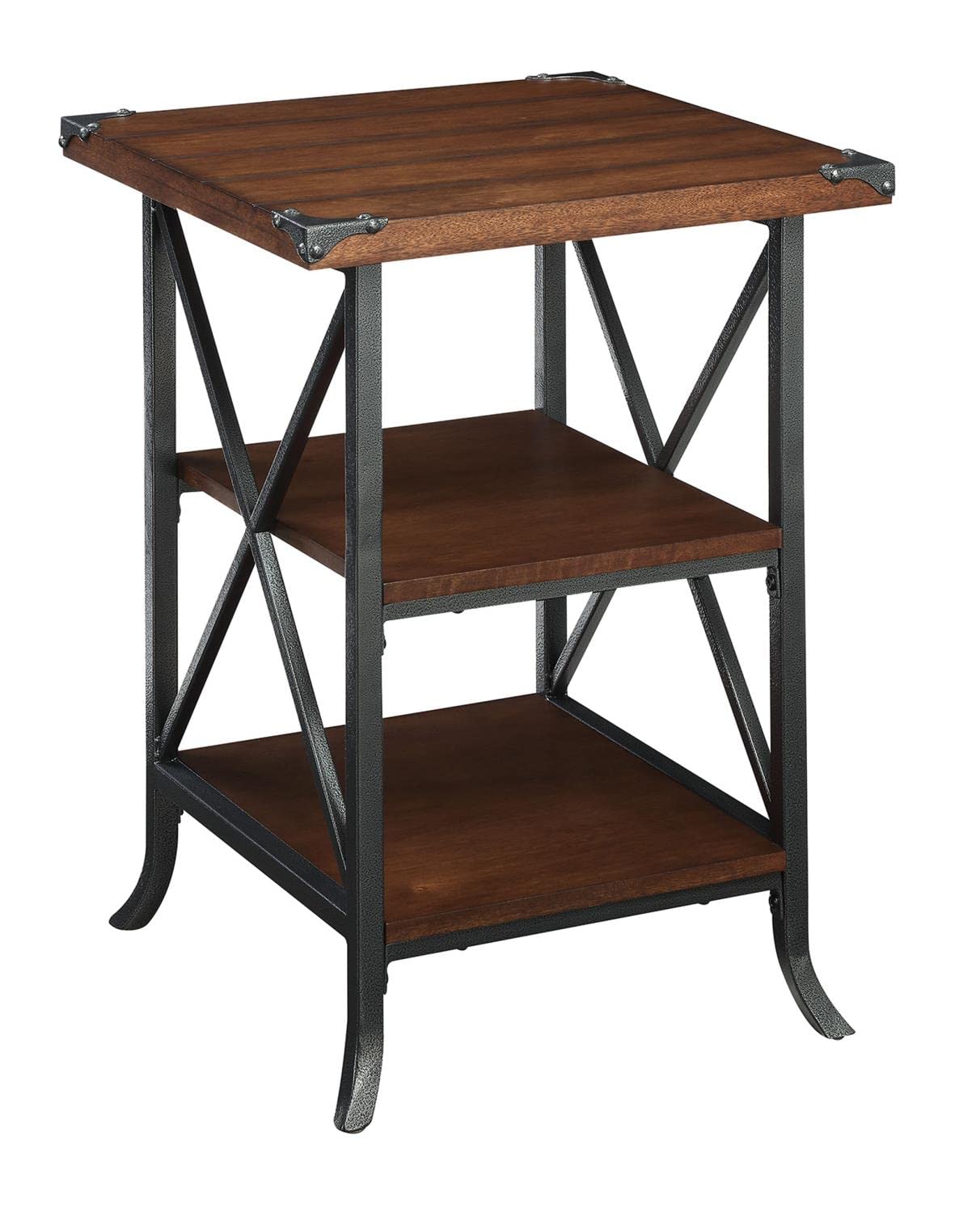 Convenience Concepts Brookline End Table, Dark Walnut / Slate Gray Frame