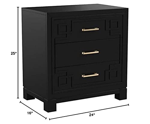 Safavieh Home Collection Raina Navy 3-Drawer Greek Key Nightstand
