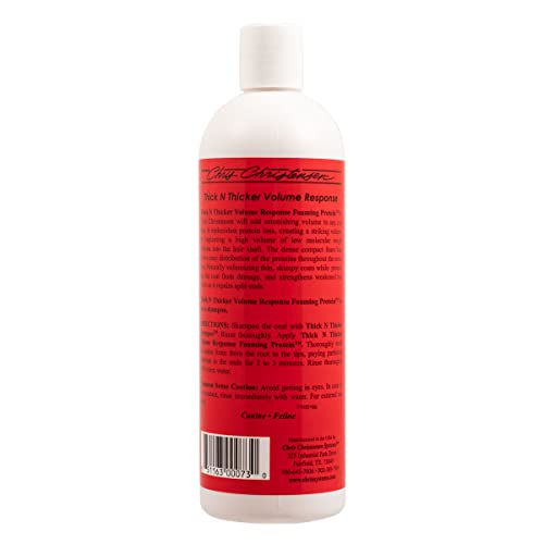 Chris Christensen Thick N Thicker Response Foaming Protein Dog Conditioner, Groom Like a Professional, Locks in Thickness & Adds 400x The Volume, Pro-Vitamin Formula, All Coat Types, Made in USA, 16 oz