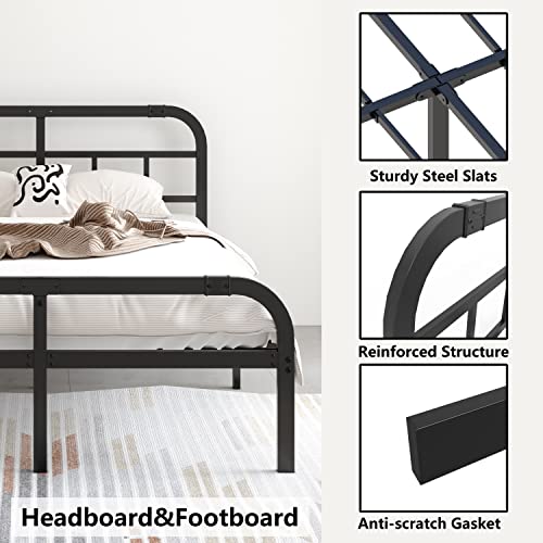 Artimorany Outlet California King Bed Frame with Headboard and Footboard, 14 Inch Heavy Duty, Cal King Bed Frame Mattress Foundation, Noise Free, No Box Spring Needed, Easy Assembly, Black