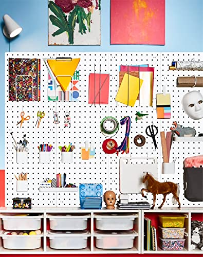 12 Pcs Pegboard, Peg Boards for Walls, Wall Mount Display Pegboard Panel Kits, Small Pegboard for Craft Room, Workshop, Office, Peg Boards for Walls - White Pegboards Panels