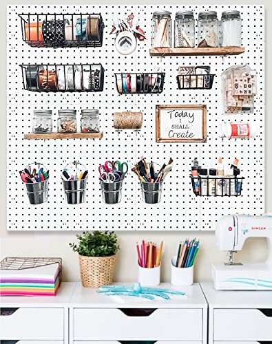 12 Pcs Pegboard, Peg Boards for Walls, Wall Mount Display Pegboard Panel Kits, Small Pegboard for Craft Room, Workshop, Office, Peg Boards for Walls - White Pegboards Panels