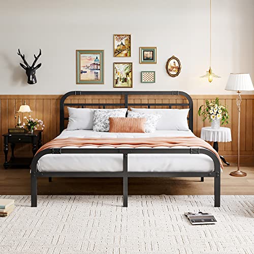Artimorany Outlet California King Bed Frame with Headboard and Footboard, 14 Inch Heavy Duty, Cal King Bed Frame Mattress Foundation, Noise Free, No Box Spring Needed, Easy Assembly, Black