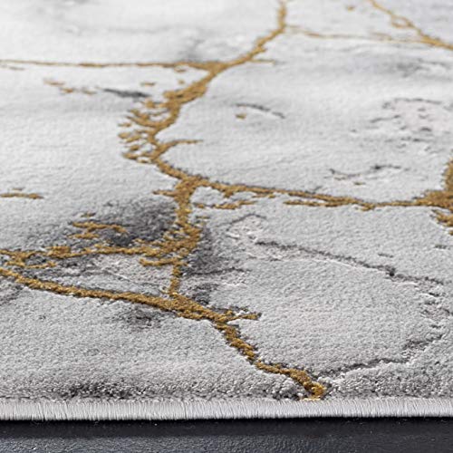 SAFAVIEH Craft Collection 6'7" x 9' Grey / Gold CFT877F Modern Abstract Non-Shedding Living Room Bedroom Dining Home Office Area Rug