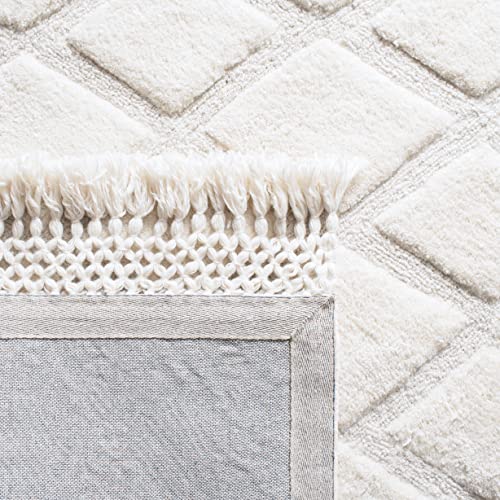 SAFAVIEH Casablanca Collection 7' Square Ivory CSB651A Handmade Moroccan Tassel Living Room Dining Bedroom Area Rug