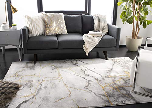 SAFAVIEH Craft Collection 6'7" x 9' Grey / Gold CFT877F Modern Abstract Non-Shedding Living Room Bedroom Dining Home Office Area Rug