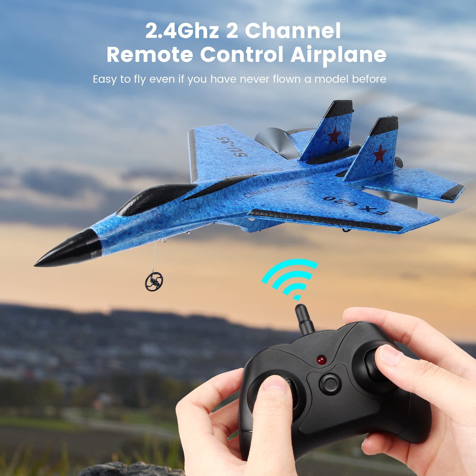 BEHORSE Remote Control Airplane RC Plane 2 Channel Remote Control Airplane Ready to Fly, 2.4GHz Easy to Control RC Glider Plane for Kids