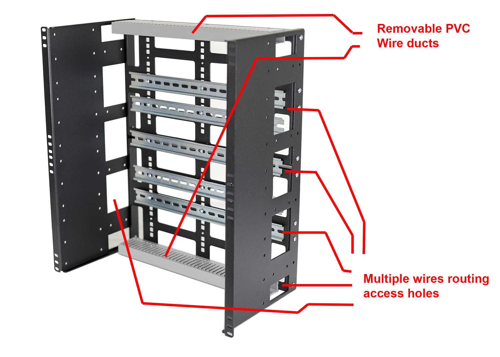 IRP11225D Heavy Duty 12U Rackmount Adjustable Depth Industrial Din Rail Panel Designed for 2 Post or 4 Post EIA310 19 inch Server Rack