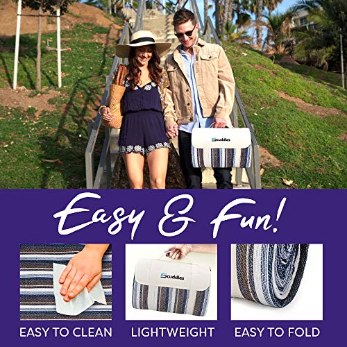 scuddles Picnic Blankets Dual Layers Picnic Blanket Outdoor Water-Resistant Handy Mat Tote Spring Summer Camping Blanket Great for The Beach