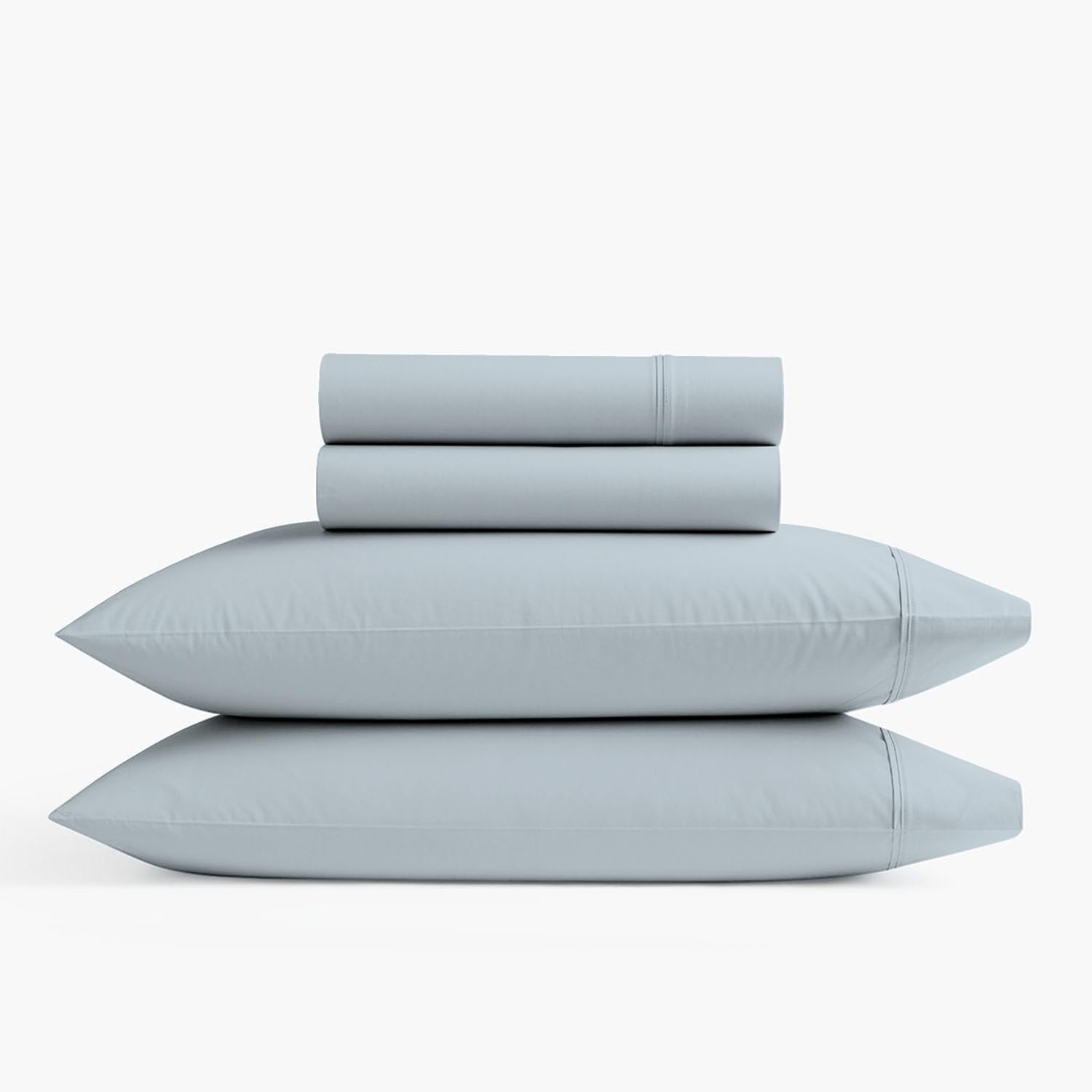 600 Thread Count Cotton Rich Queen Size Sheets Set Light Blue, Easy Care Ultra Soft & Silky Sateen Weave Deep Pocket Sheet Set (1 Flat, 1 Fitted Sheet & 2 Pillowcases), Fall Bedding Set