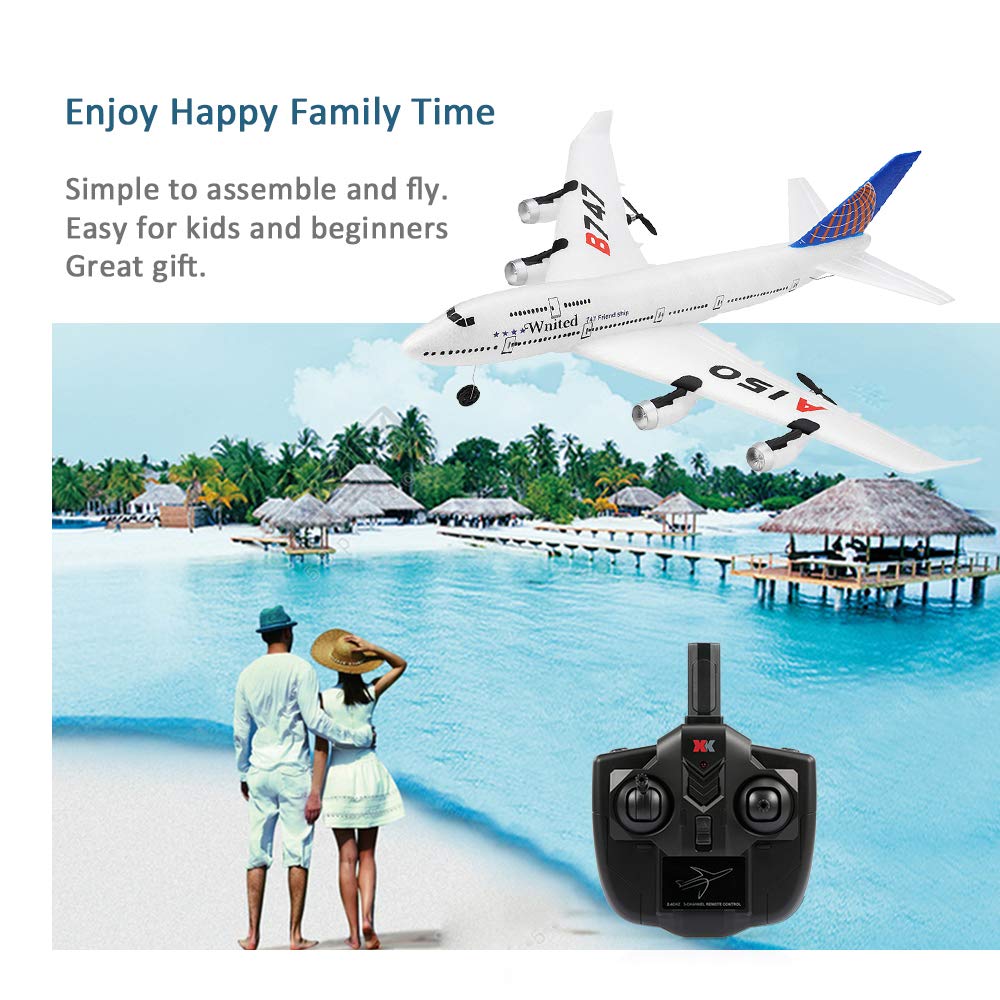 GoolRC Wltoys A150 RC Plane, Airbus B747 Model Plane, 3CH EPP 2.4G Remote Control Airplane RTF Toy for Kids and Adults