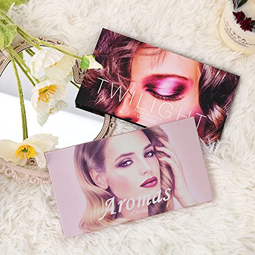 2Pcs UCANBE Twilight Dusk + Aromas Nude Eyeshadow Palette Makeup Set, Matte Shimmer Glitter Pressed Pearl All Highly Pigmented Blending Powder, Natural Velvet Texture Eye Shadow Kit