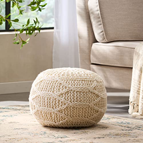 Christopher Knight Home McCardell Pouf, Cream