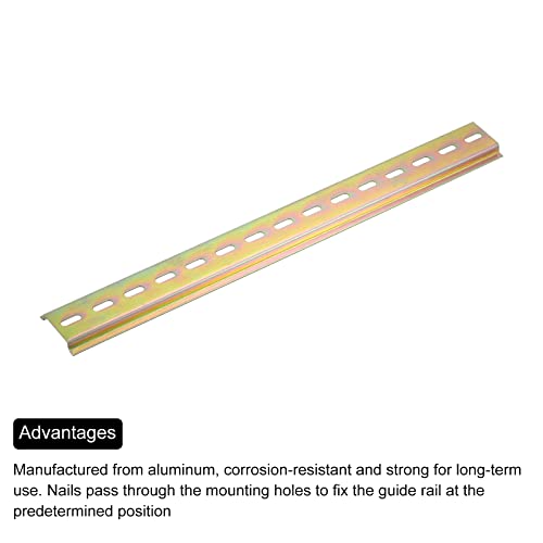 MECCANIXITY 2 Pcs DIN Rail Slotted Iron Mounting Guide 10"(250mm) Long 35mm Wide 7.5mm High Bronze Tone