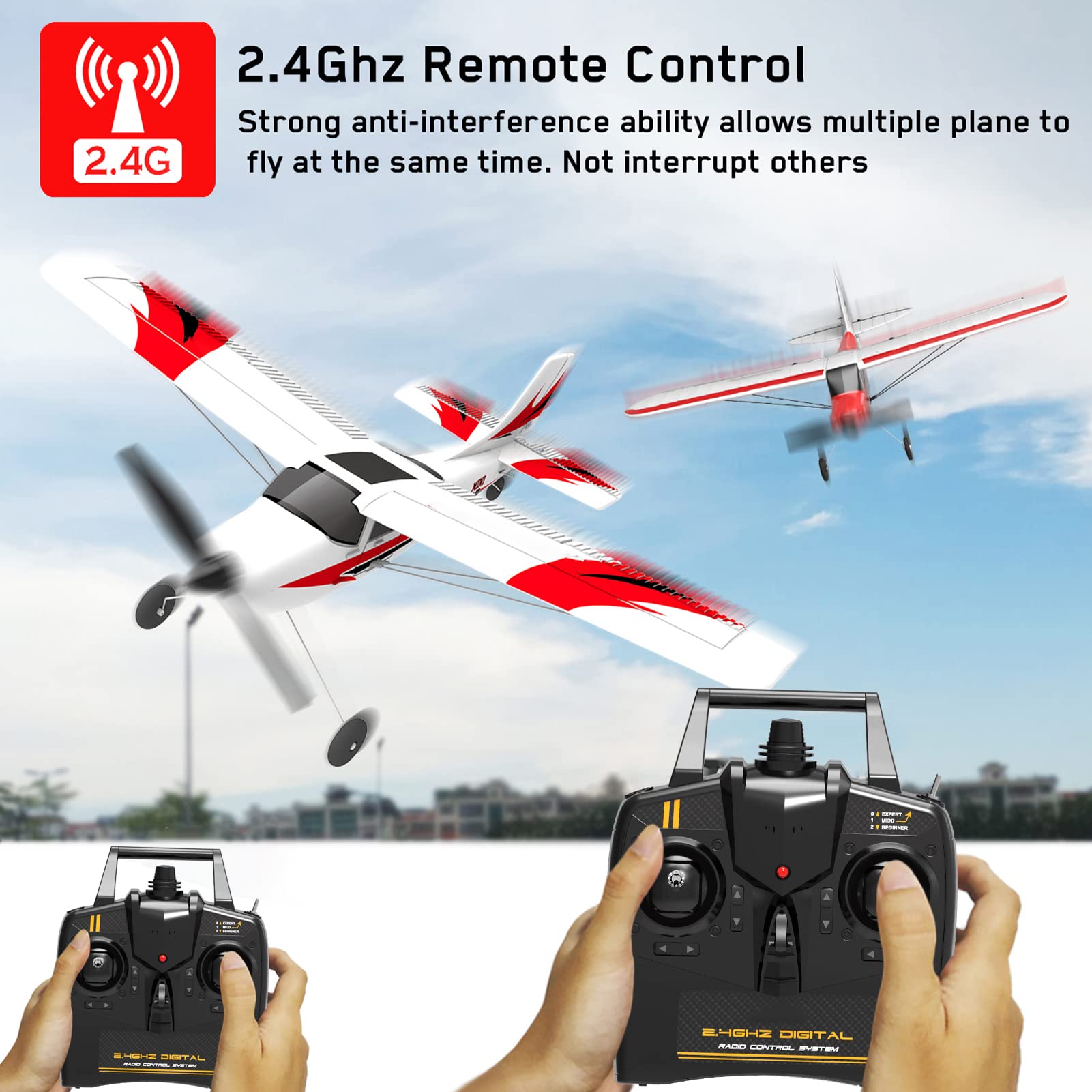 GoolRC RC Airplane, 2.4GHz 4CH Remote Control Airplane, Ready to Fly RC Plane with 6-Axis Gyro, RC Aircraft Flight Toys for Adults and Kids, Include 3 Batteries