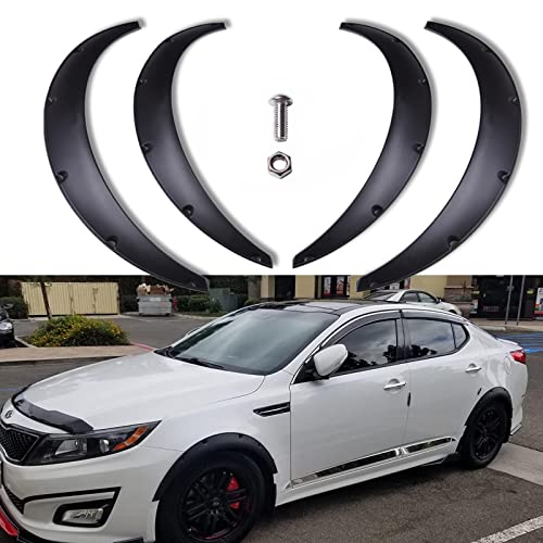 4PCS Black Universal 2”/50mm Car Wheel Fender Flares Flexible Durable Extra Wide Auto Car Body Kit