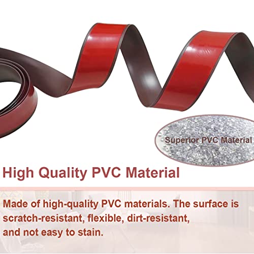 Floor Transition Strip Rubber Threshold Strip Floor Cover Strips Self Adhesive Vinyl Floor Flat Divider Strip Carpet to Tile Transition Strip Carpet Trim (3.28Feet, Brown)