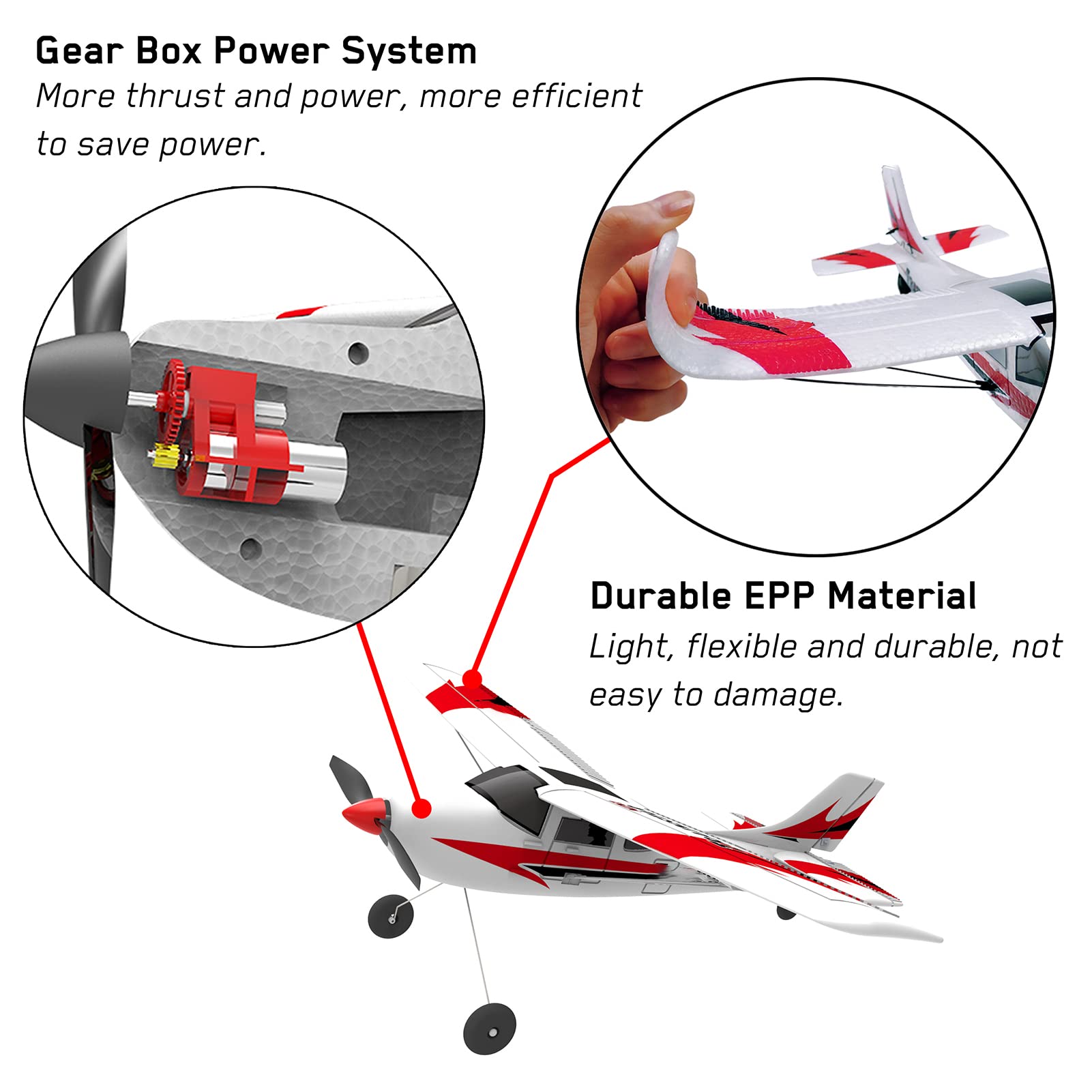 GoolRC RC Airplane, 2.4GHz 4CH Remote Control Airplane, Ready to Fly RC Plane with 6-Axis Gyro, RC Aircraft Flight Toys for Adults and Kids, Include 3 Batteries