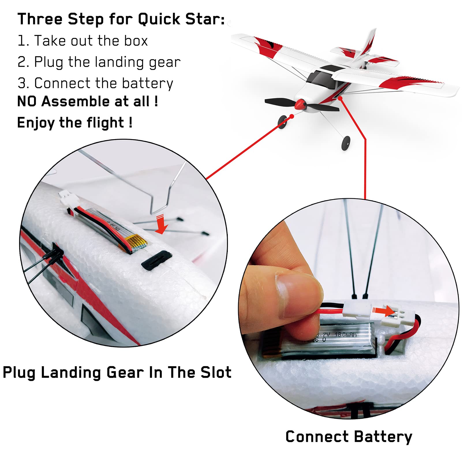 GoolRC RC Airplane, 2.4GHz 4CH Remote Control Airplane, Ready to Fly RC Plane with 6-Axis Gyro, RC Aircraft Flight Toys for Adults and Kids, Include 3 Batteries