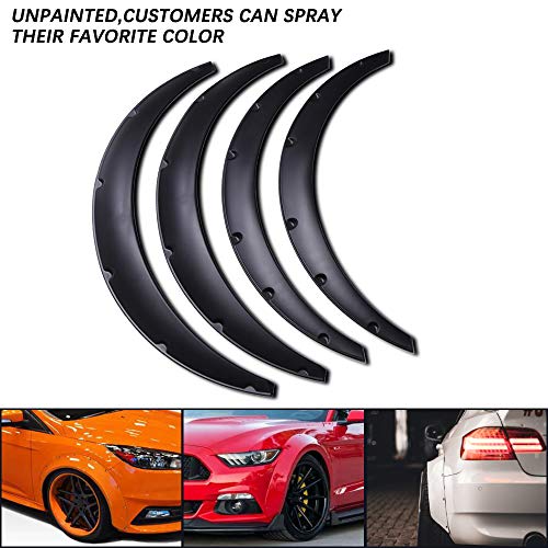 4PCS Black Universal 2”/50mm Car Wheel Fender Flares Flexible Durable Extra Wide Auto Car Body Kit