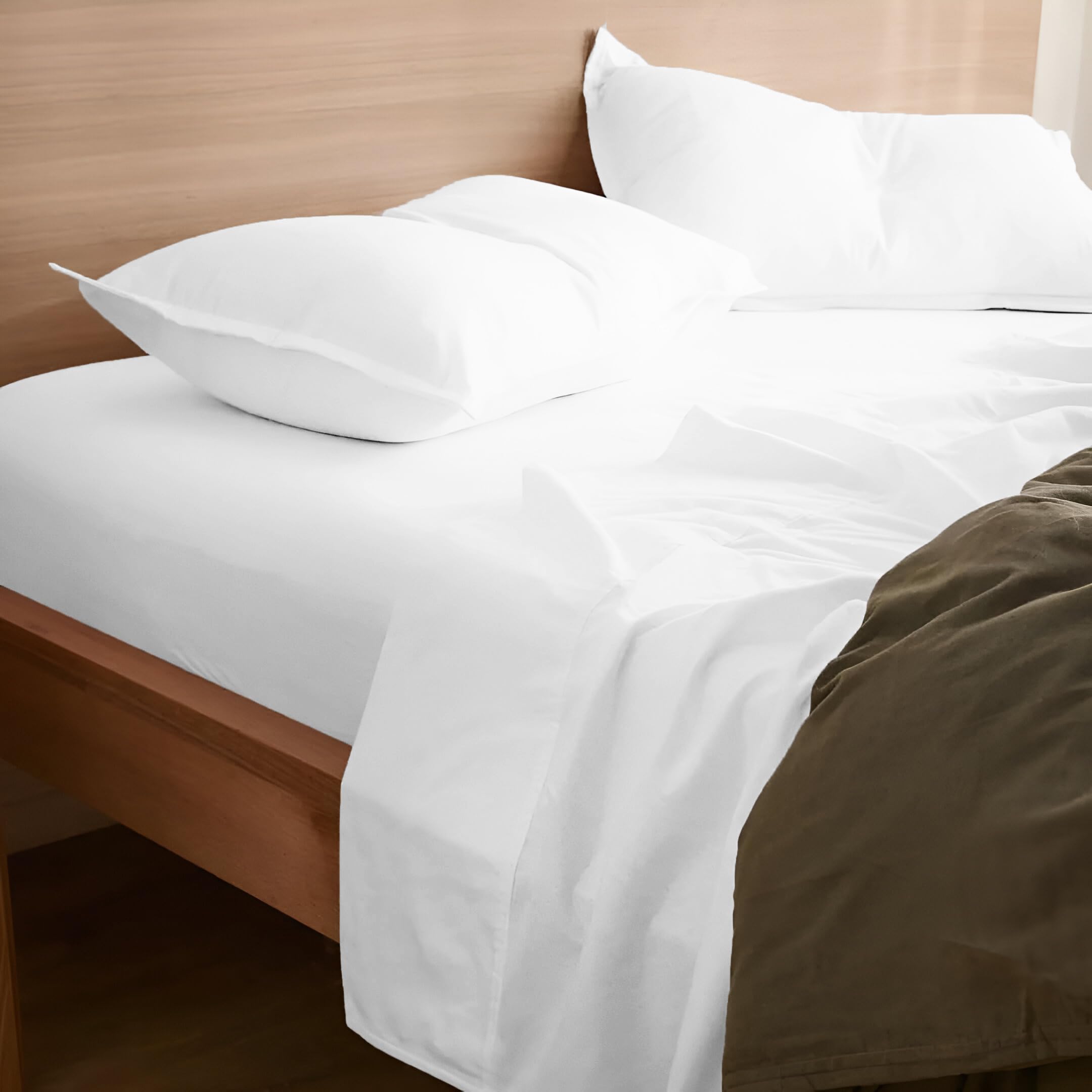 Kotton Culture 1000 Thread Count Sheet Set 4 Piece 100% Egyptian Cotton Luxurious Breathable Soft Cooling Cotton Sheets with 15" Deep Pocket Snug Fit Smooth Sateen Weave (White, Queen)