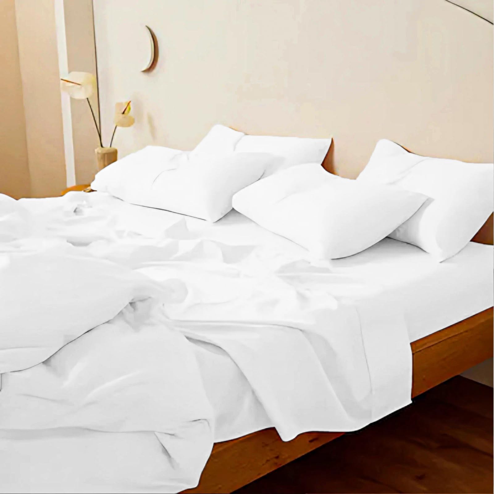 Kotton Culture 1000 Thread Count Sheet Set 4 Piece 100% Egyptian Cotton Luxurious Breathable Soft Cooling Cotton Sheets with 15" Deep Pocket Snug Fit Smooth Sateen Weave (White, Queen)