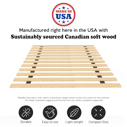 Mayton, 0.68-Inch Heavy Duty Horizontal Wooden Bunkie Board/Bed Slats, Enhance Mattress Support, California King(72"), Beige